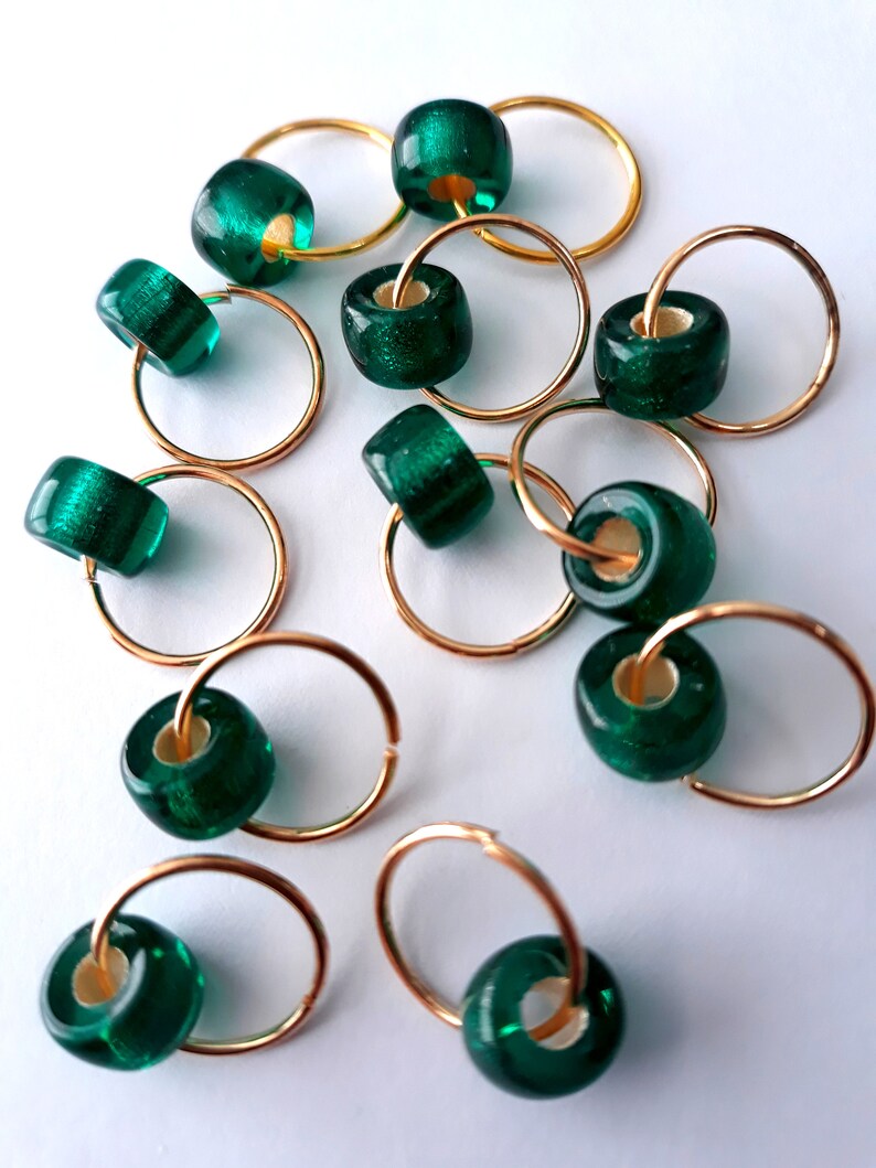 Twelve Piece Emerald Green Glass Loc Jewelry Braid Beads | Etsy