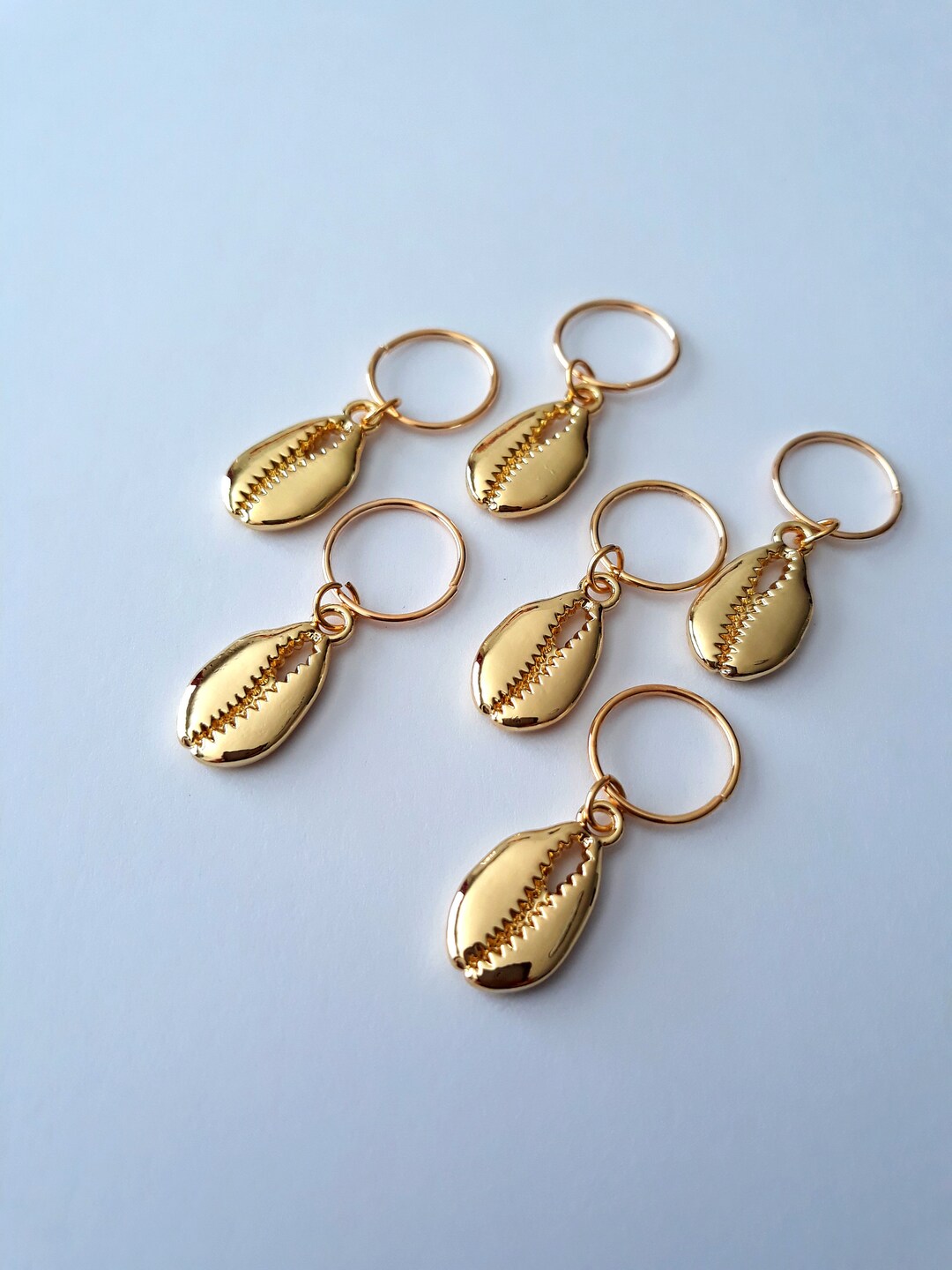 Set of 6 Gold Cowrie Shell Loc Rings, Braid Rings, Loc Jewelry, Braid ...