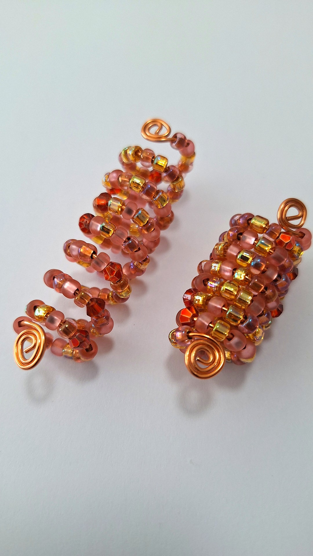 Muted Peach and Copper Beaded Loc Coil, Loc Jewelry, Braid Jewelry ...