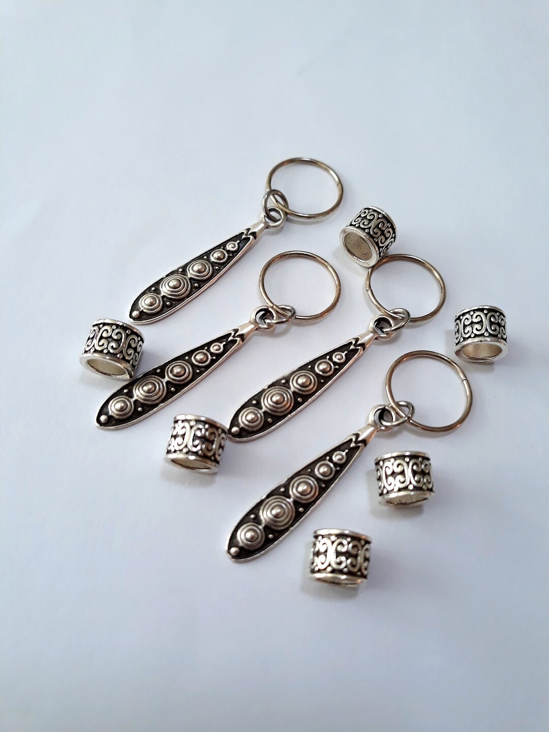 Ten Piece Etched Pewter Loc Jewelry, Braid Jewelry, Loc Rings, Braid ...