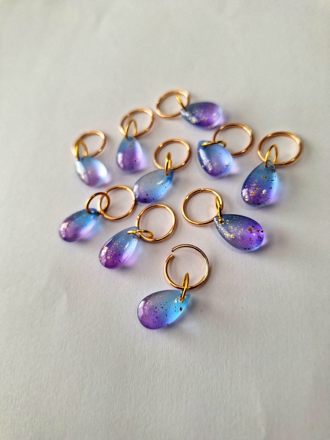 Set of Ten Teardrop Glass Loc Rings, Braid Rings, Loc Jewelry, Hair ...