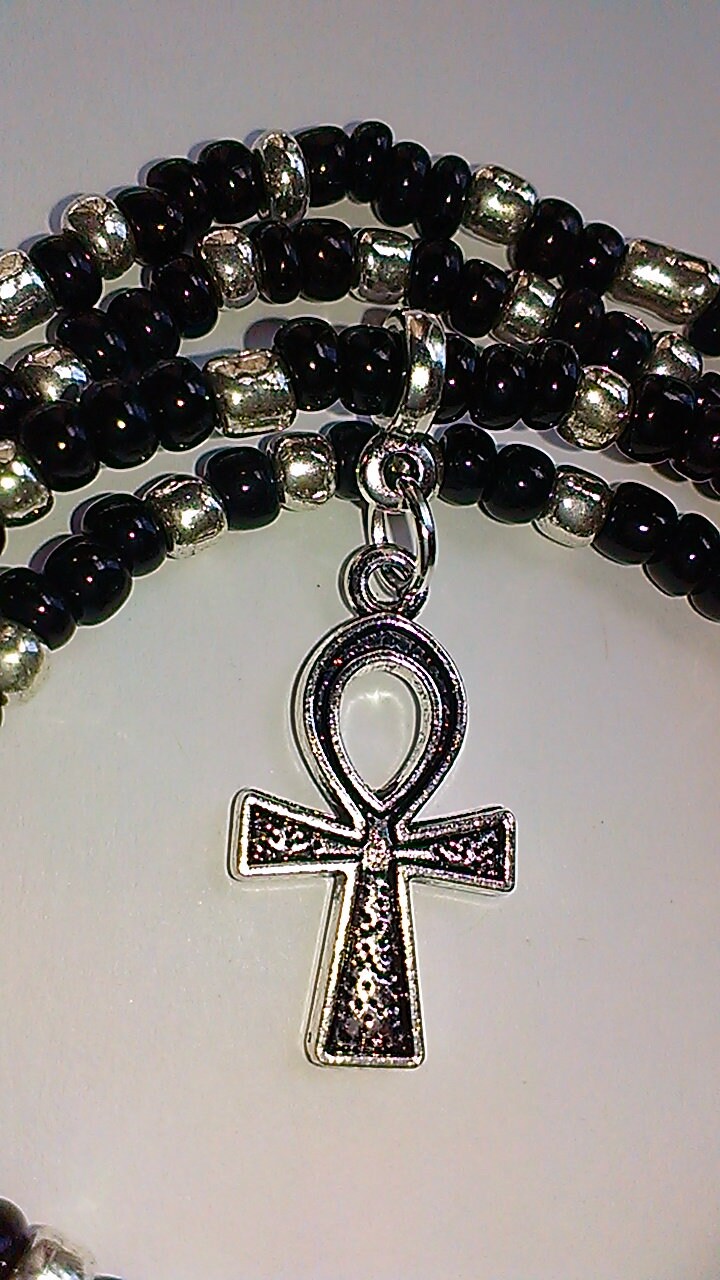 Waist Beads With 'ankh' Charm, Belly Beads, Wrap Bracelets, Beaded ...