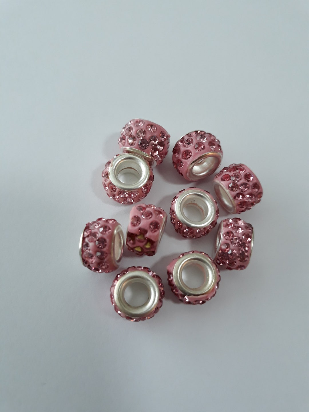 Set of 10 Sister Loc Beads, Pink Rhinestone, Microlocks, 4mm Hole, Very ...