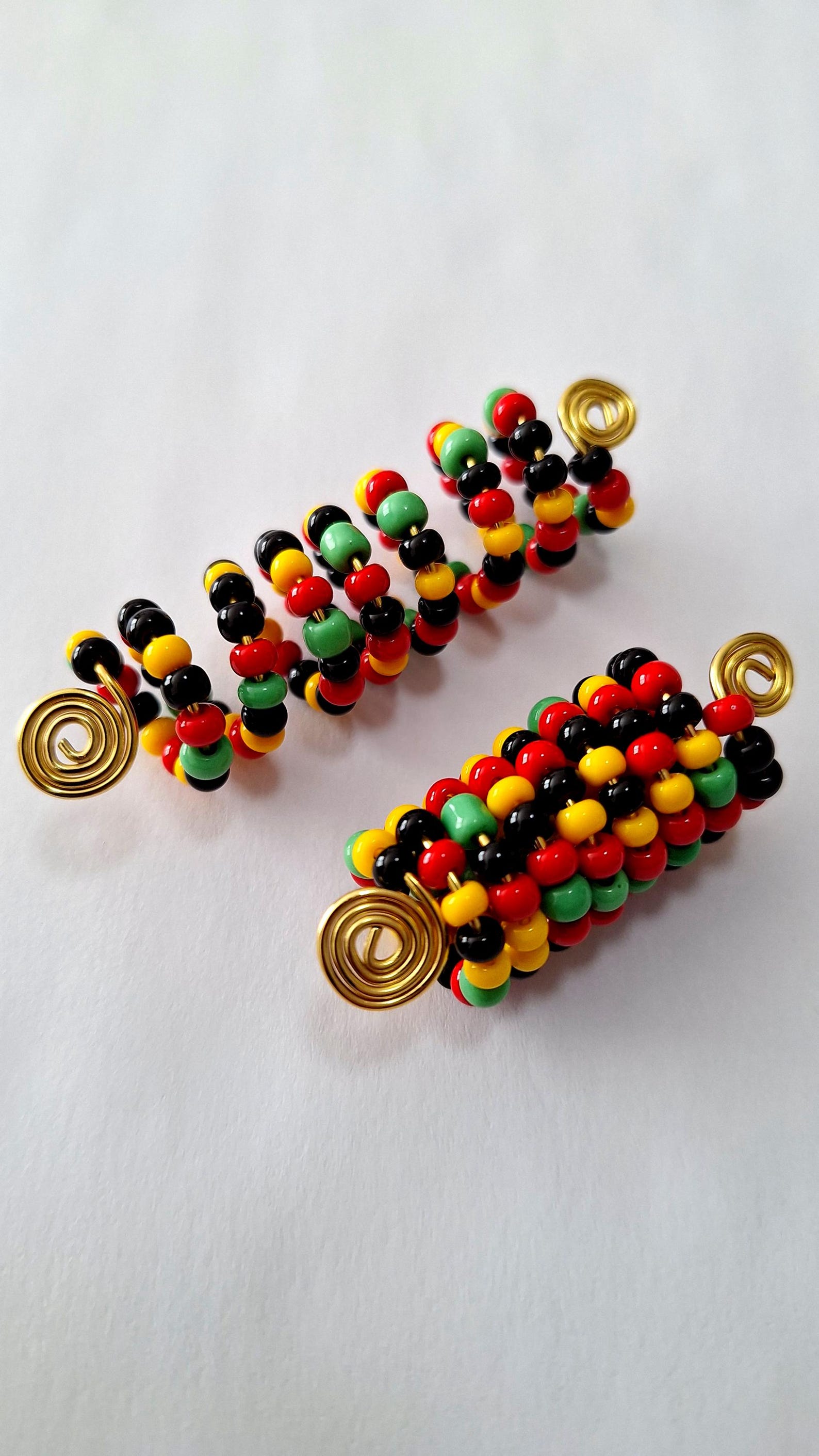 Rasta Beaded Loc Coil, Braid Coil, Loc Jewelry, Dreadlock Bead, Hair ...