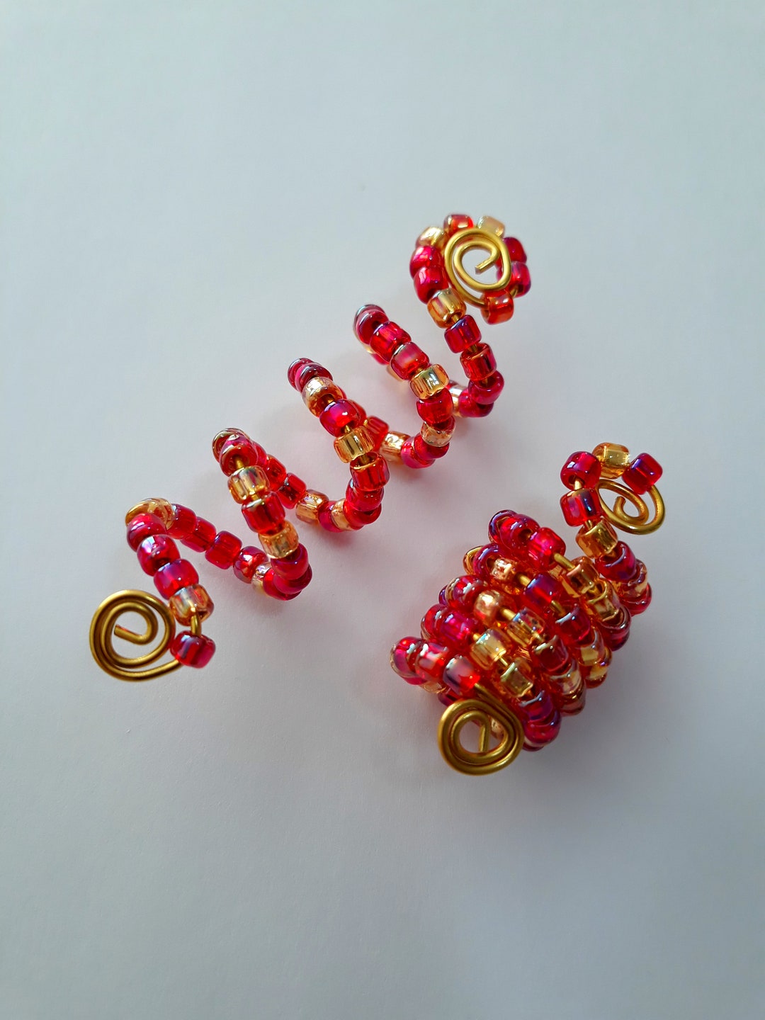 AB Strawberry Beaded Loc Coil, Loc Jewelry, Braid Coil, Braid Jewelry ...