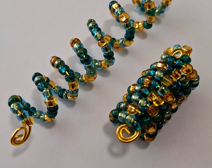 Emerald Green Mixed Beaded Loc Coil, 2 Sizes 5 to 9mm and 9 to 14mm ...