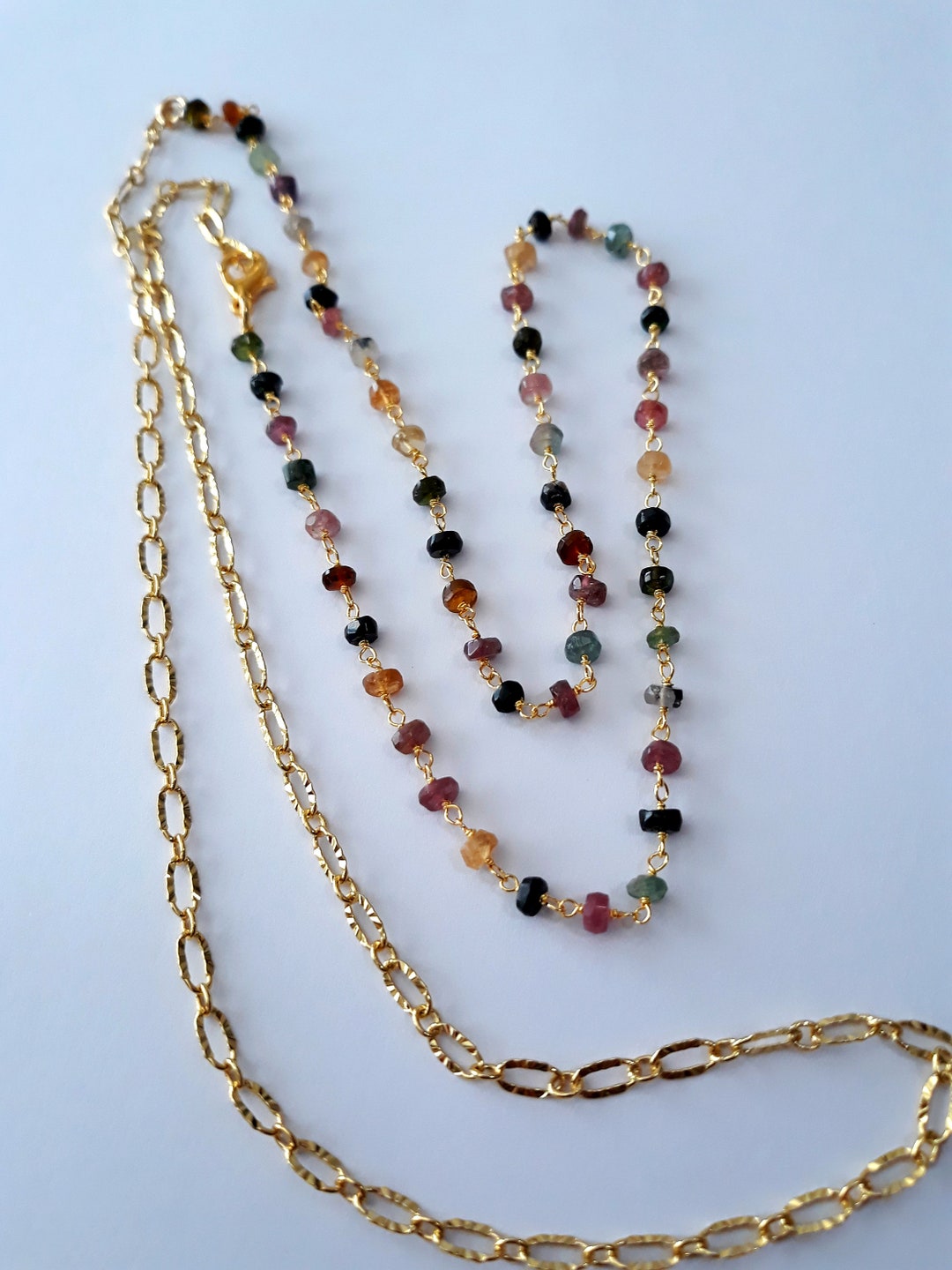 Dainty Tourmaline Gemstone Waist Chain, Adjustable, Lobster Claw ...