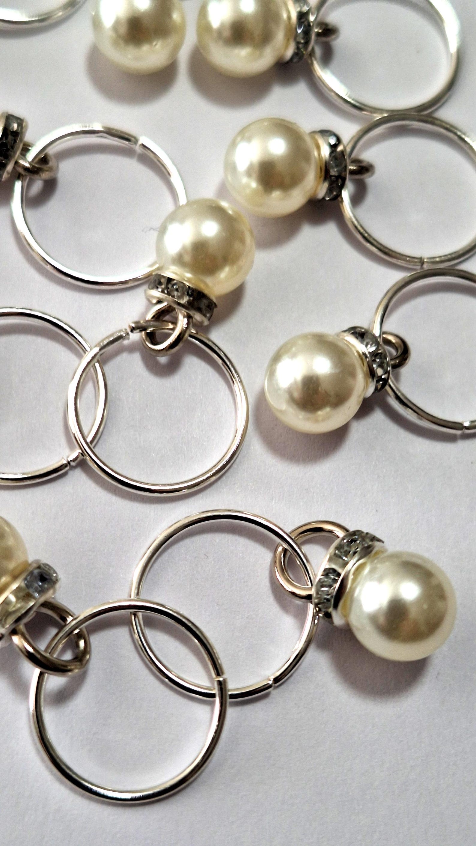 Set of 12 Rhinestone and Pearl Loc Rings, Braid Rings, Hair Jewelry ...