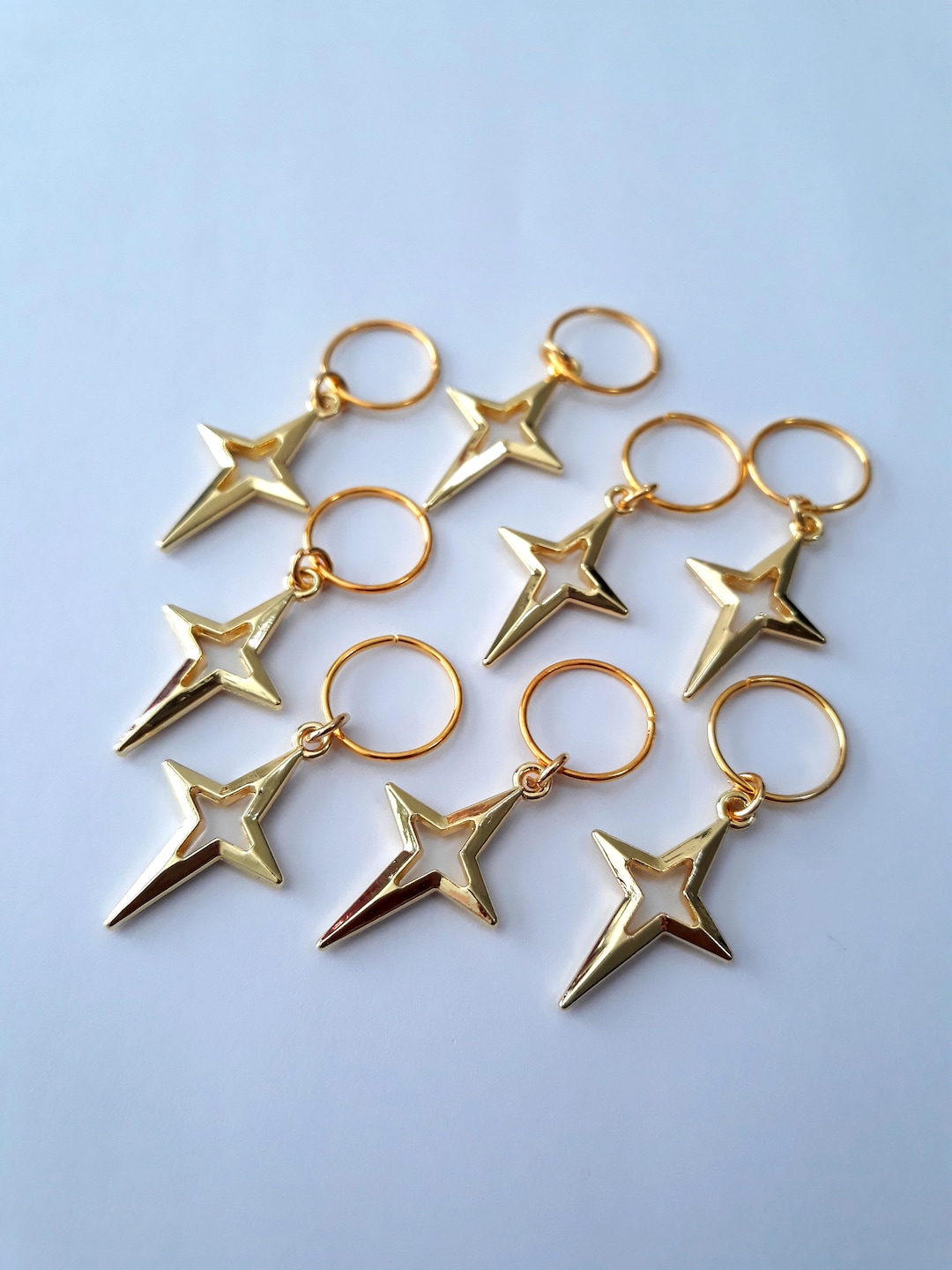 Set of 8 Gold North Star Loc Rings, Braid Rings, Hair Accessories, Hair ...