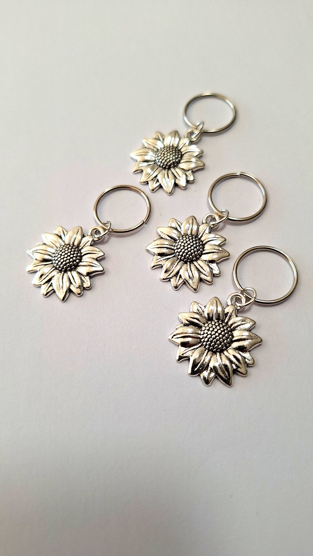 Set of 4 Silver Sunflower Loc Rings, Braid Rings, Hair Accessories, Loc ...