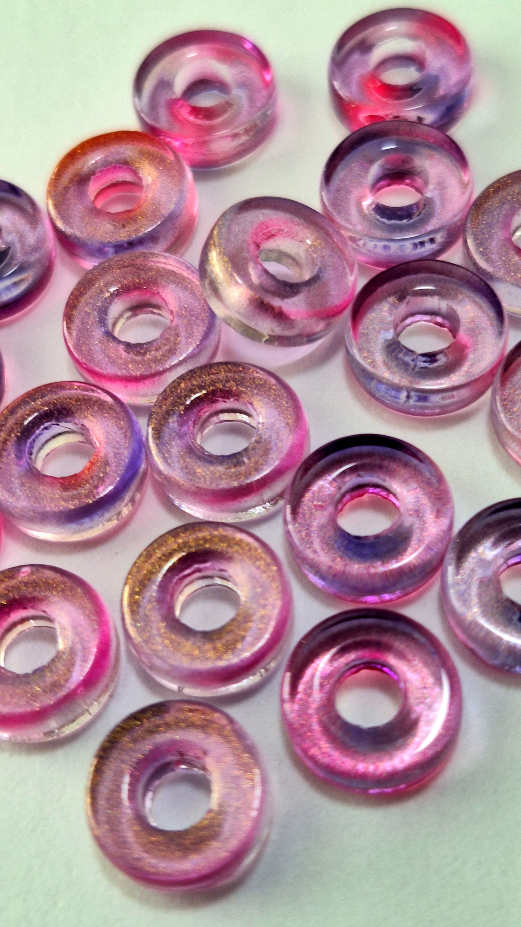 Set of 20 Purple and Magenta Glass Sister Loc Beads, 3.5mm Holes ...
