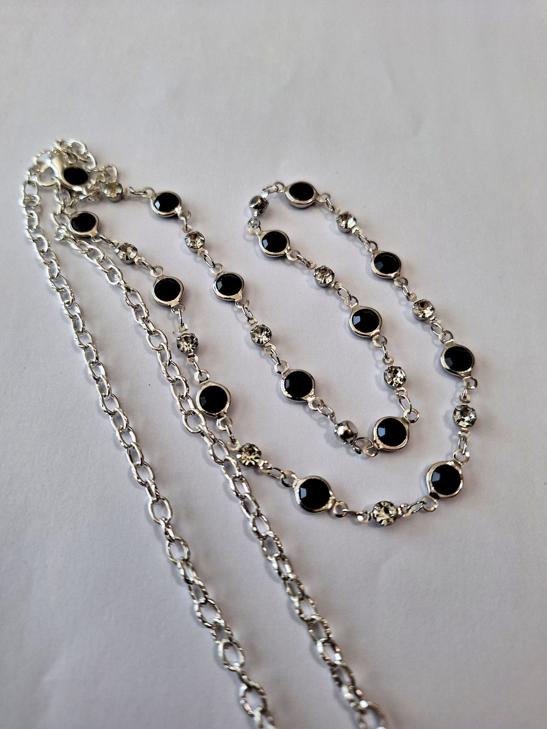 Black Crystal and Rhinestone Waist Chain, Waist Beads, Belly Chain ...