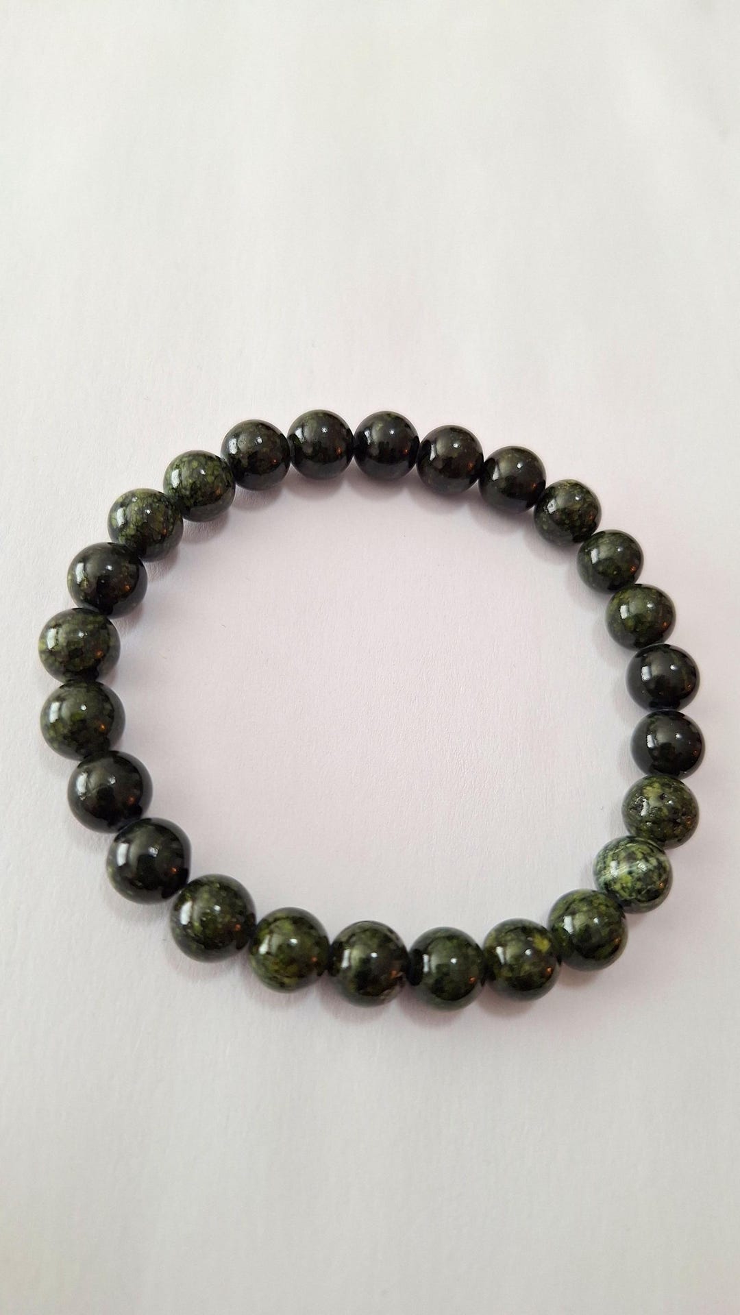 Green Snowflake Obsidian Gemstone Stretch Bracelet, Men's Bracelet ...
