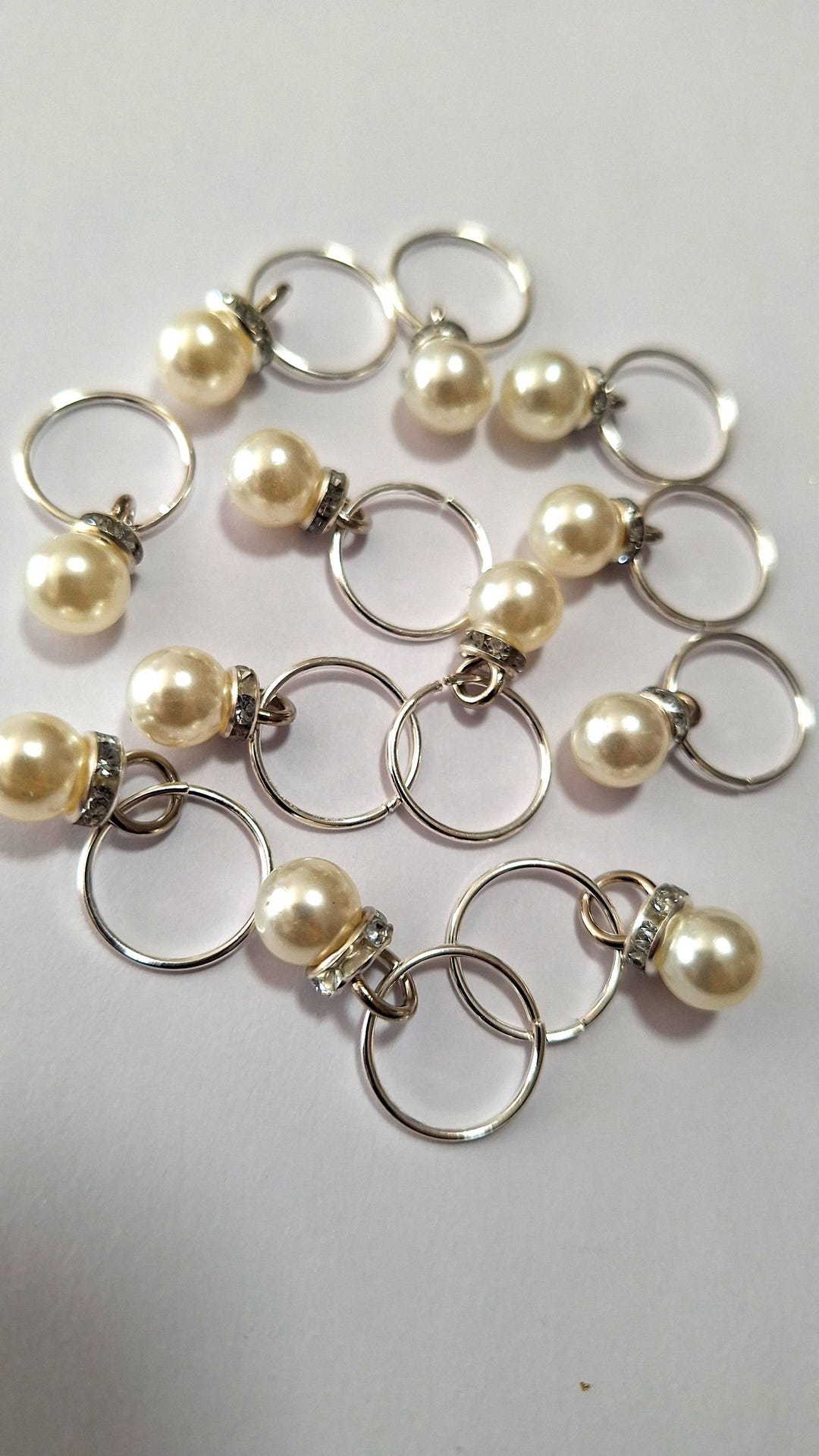 Set of 12 Rhinestone and Pearl Loc Rings, Braid Rings, Hair Jewelry ...