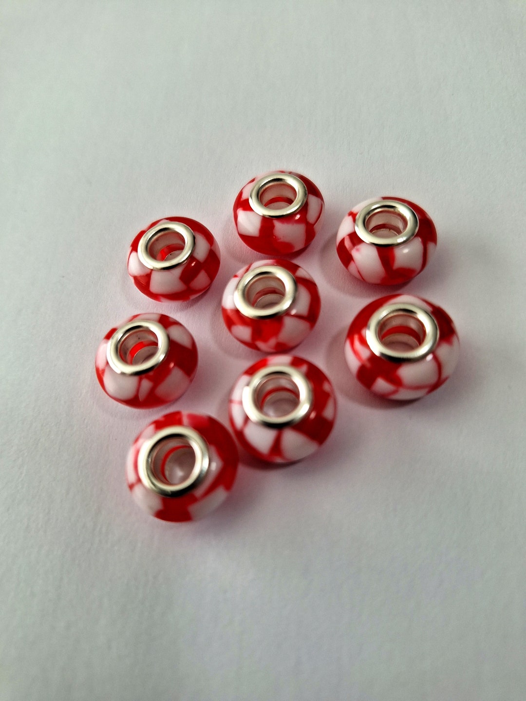 8 Piece Loc Bead Set, Red and White Shell, Loc Jewelry, Braid Beads ...
