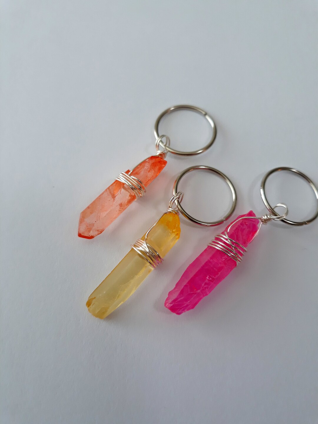 Set of 3 Colorful Crystal Shard Loc Rings, Loc Jewelry, Braid Jewelry ...