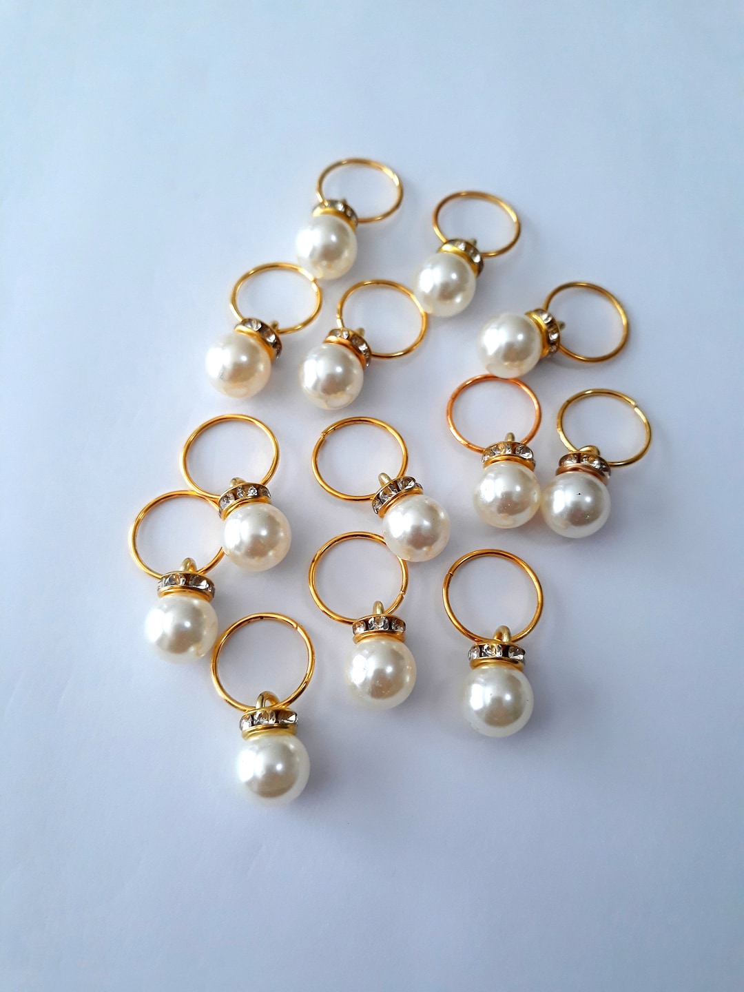 12 Piece Pearl and Rhinestone Loc Set, Loc Jewelry, Wedding Hair ...