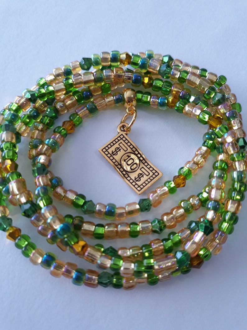 Prosperity Waist Beads, Money Charm, Stretch, Weight Loss Tracker ...