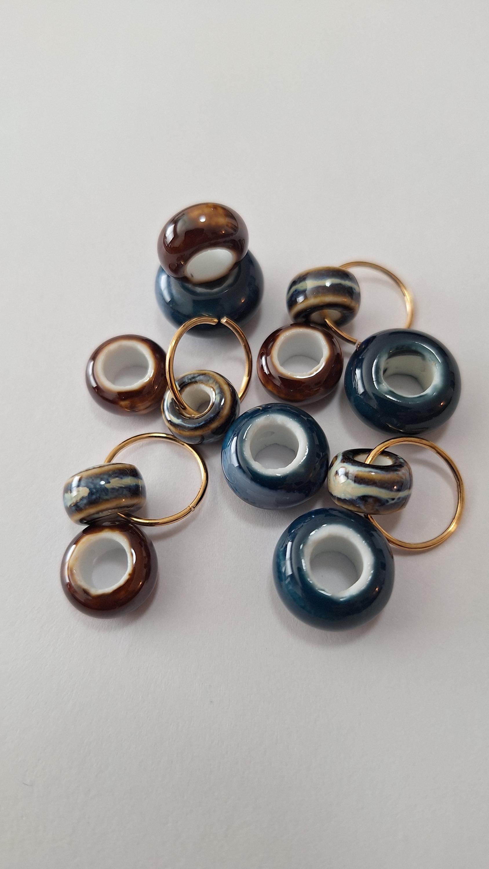 Set of 12 Ceramic Loc Beads and Rings, Small Locs and Braids, 5mm Hole ...