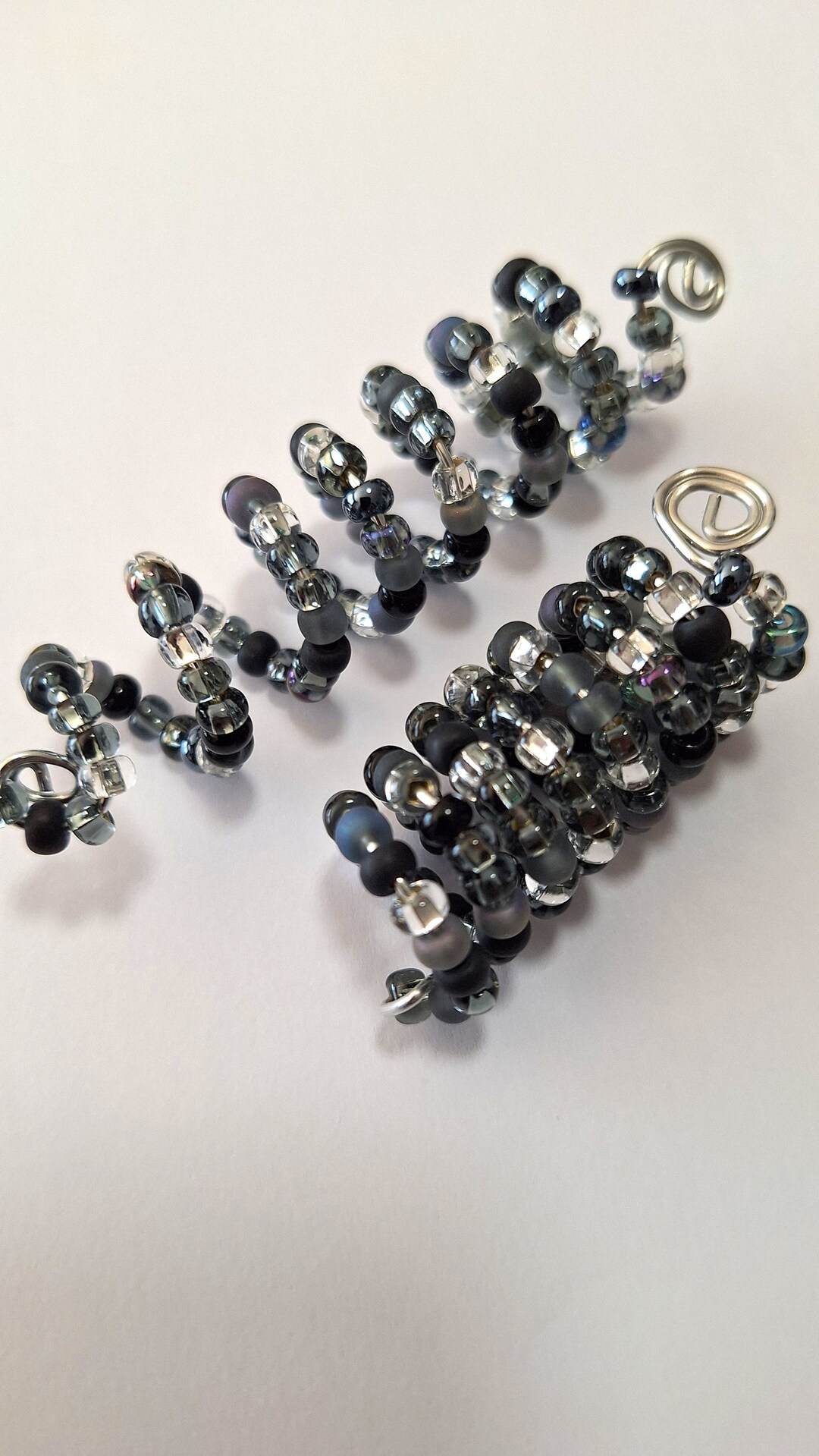 Shades of Grey Beaded Loc Coil, Braid Coil, Loc Jewelry, Hair ...