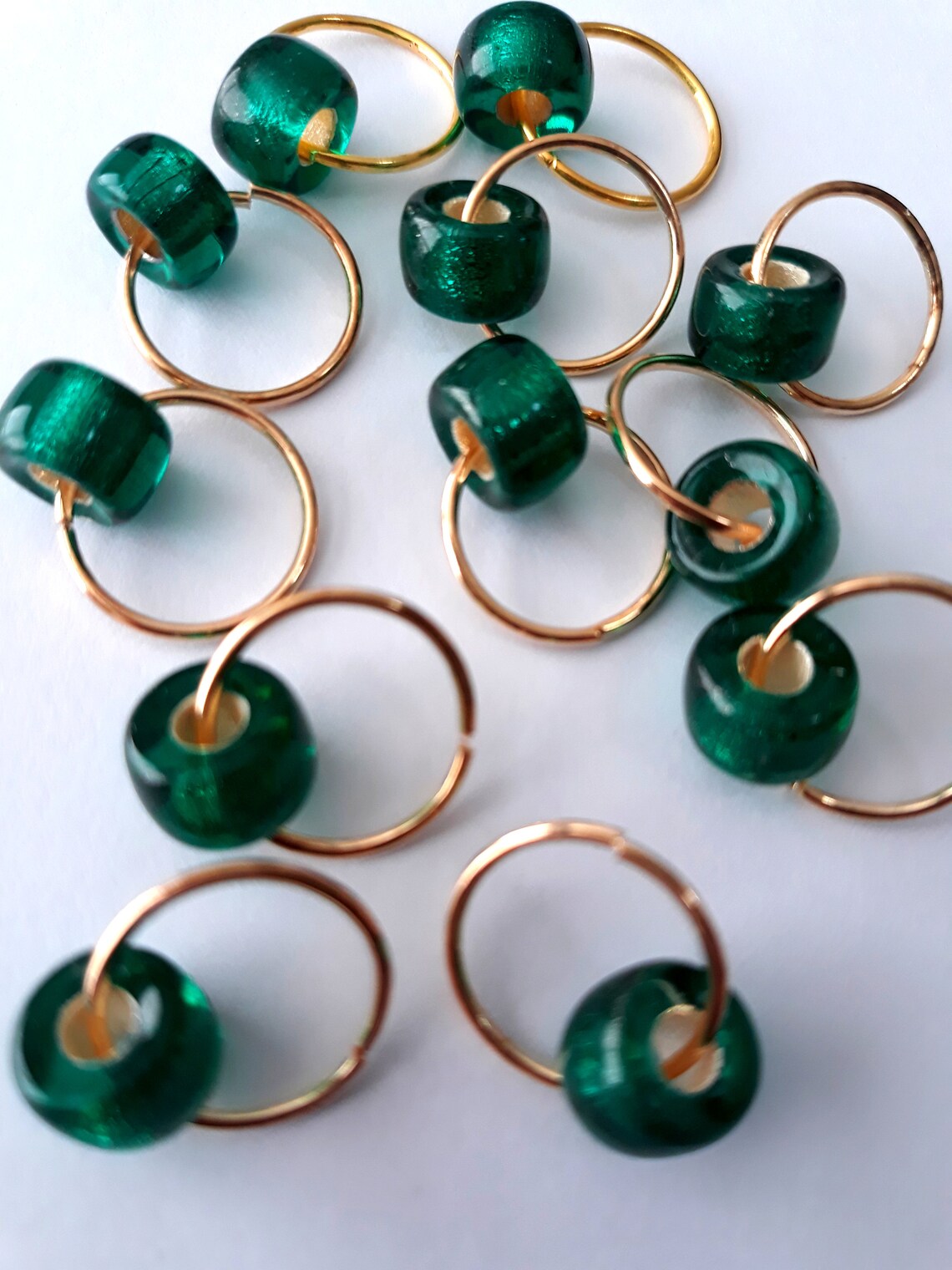 Twelve Piece Emerald Green Glass Loc Jewelry Braid Beads | Etsy