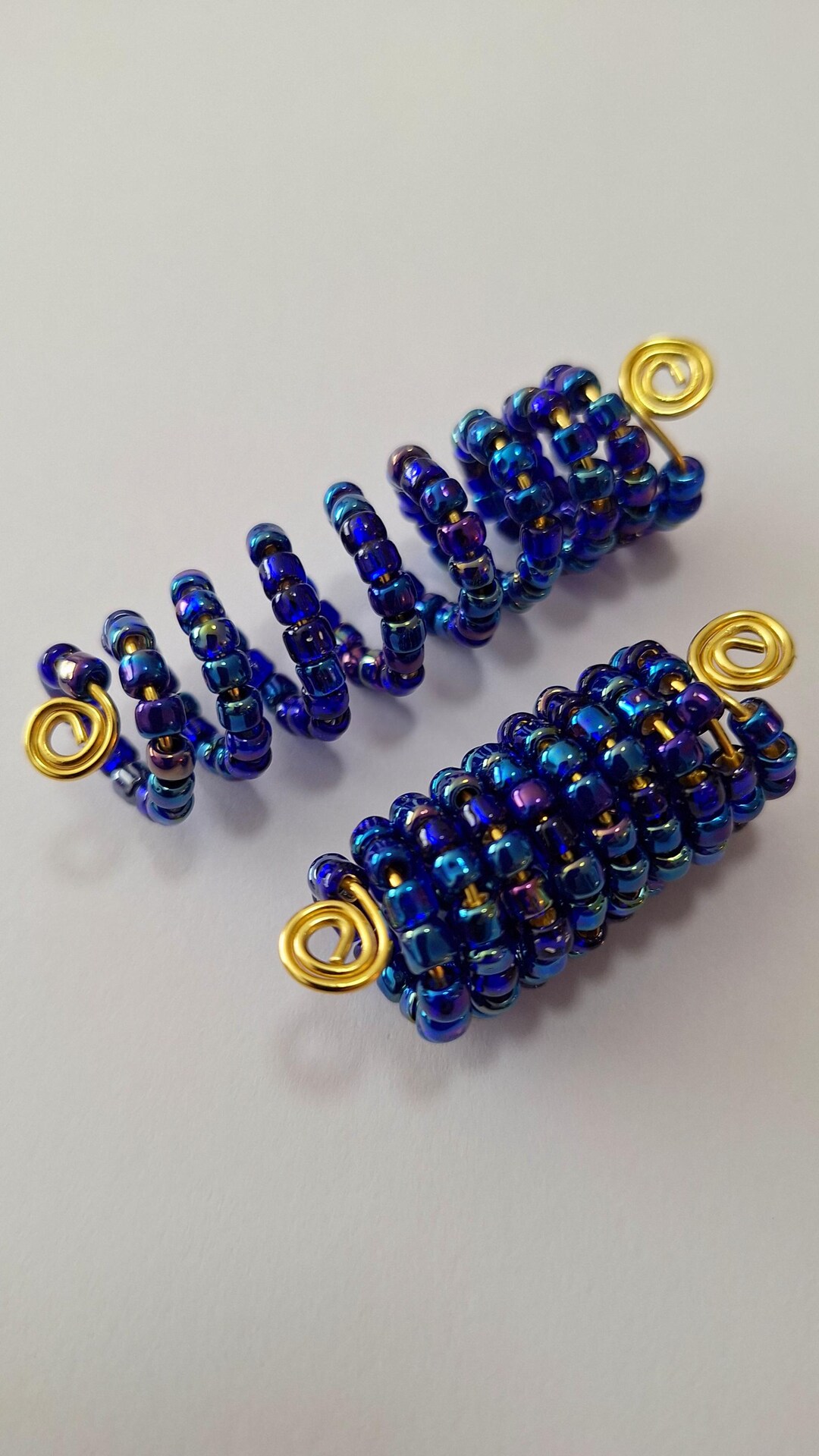 Ab Cobalt Blue Beaded Loc Coil, Braid Coil, Loc Jewelry, Dreadlock Bead ...