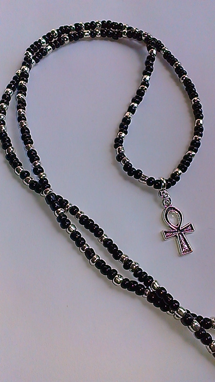 Waist Beads With 'ankh' Charm, Belly Beads, Wrap Bracelets, Beaded ...
