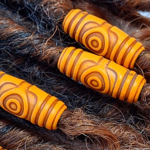 12 Ethnic Wood Look Acrylic Loc Beads, Braid Beads, 6mm Holes, Macrame ...
