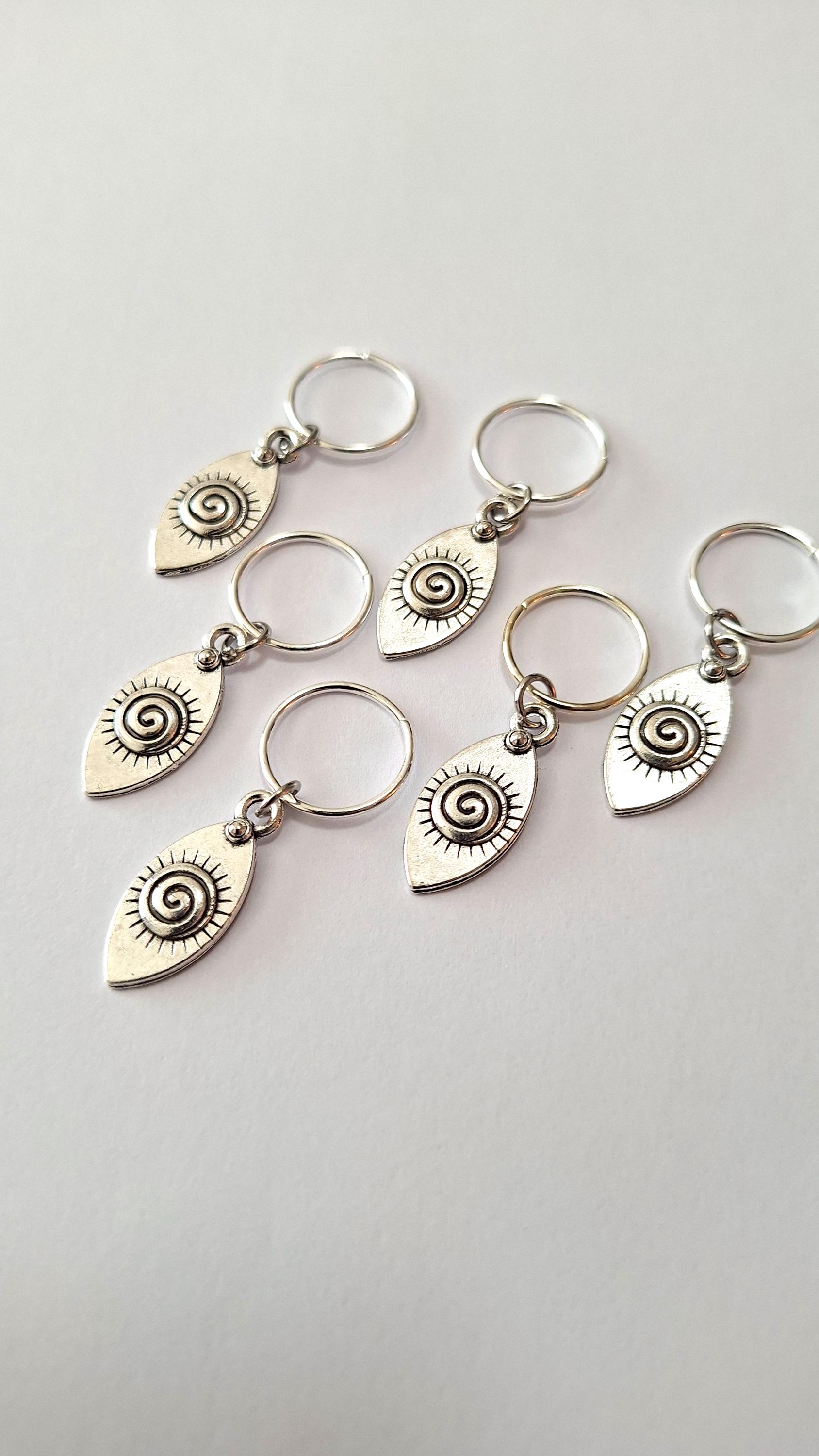 Set of 6 Antique Silver Spiral Evil Eye Loc Rings, Braid Rings, Hair ...