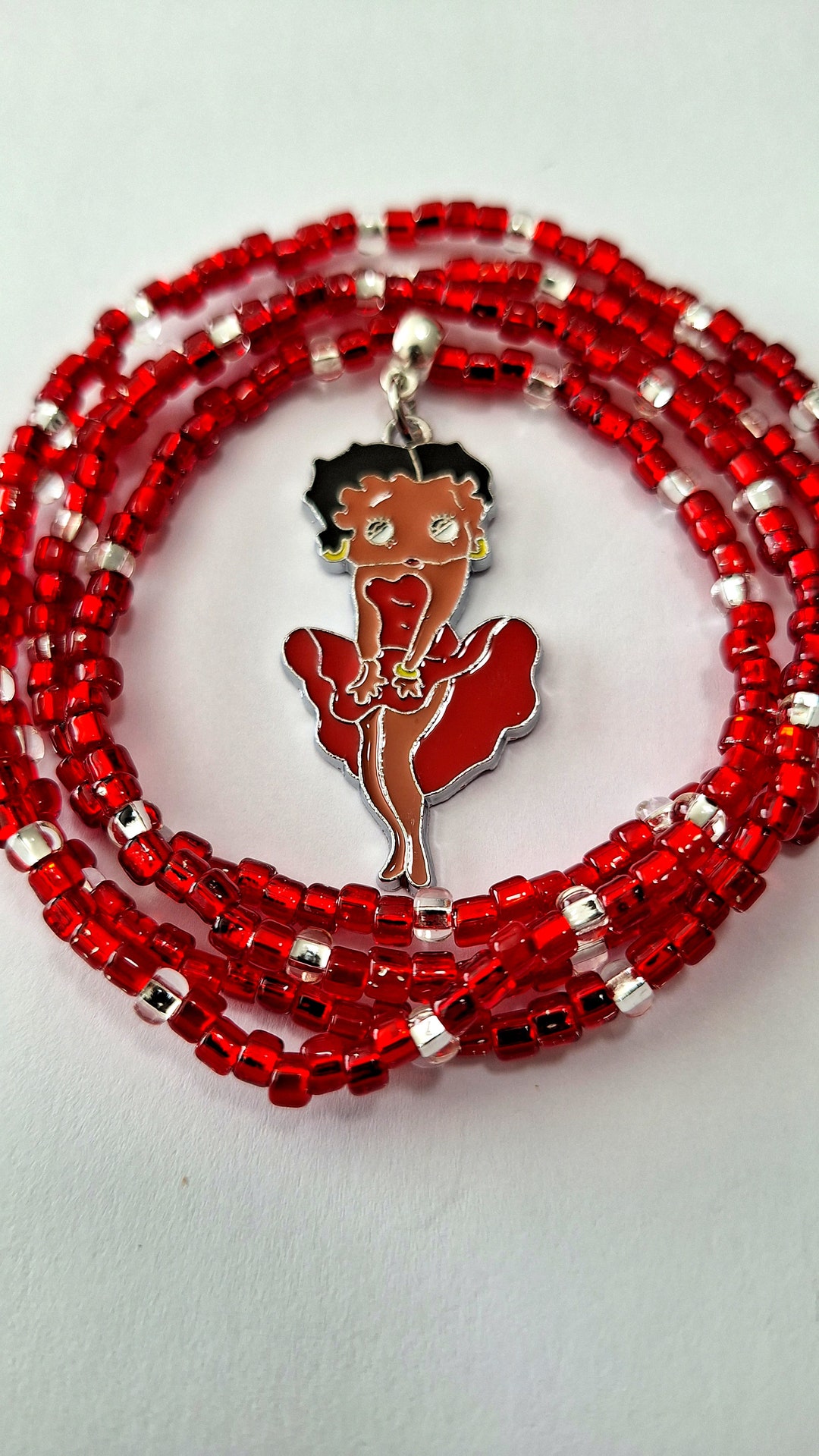 Black Betty Boop in Red Waist Beads, Stretch, Crystal Waist Beads, Red ...