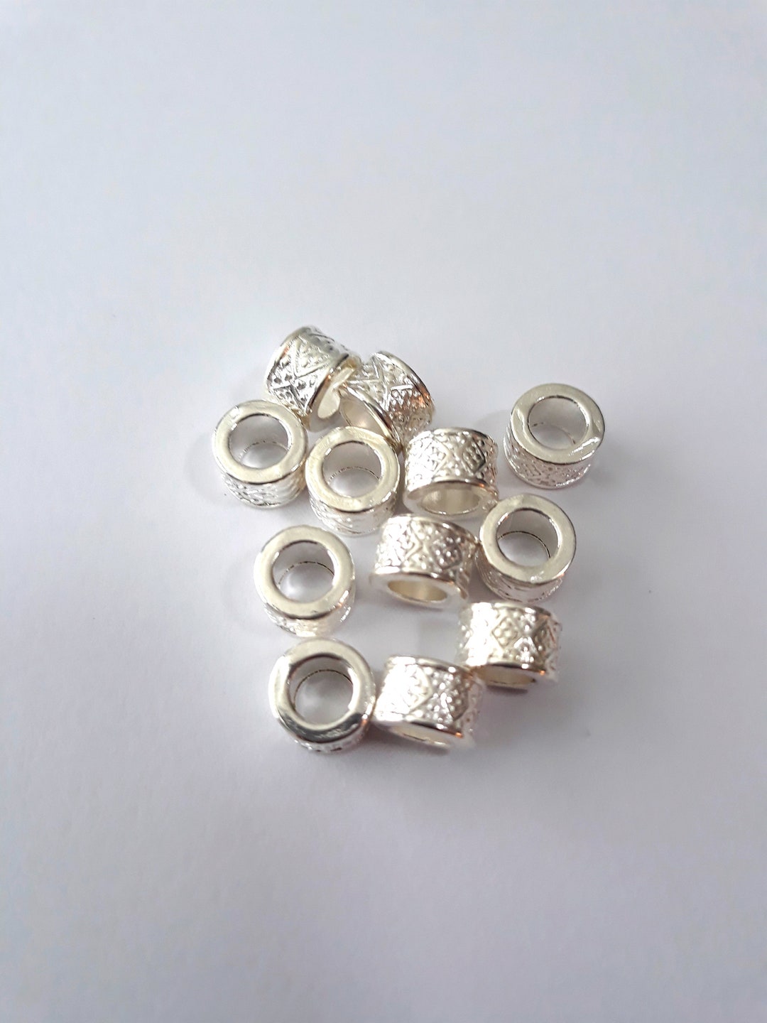 Set of 12 Etched Loc Beads, 5mm Hole, Sister Locs, Micro Locs, Small ...