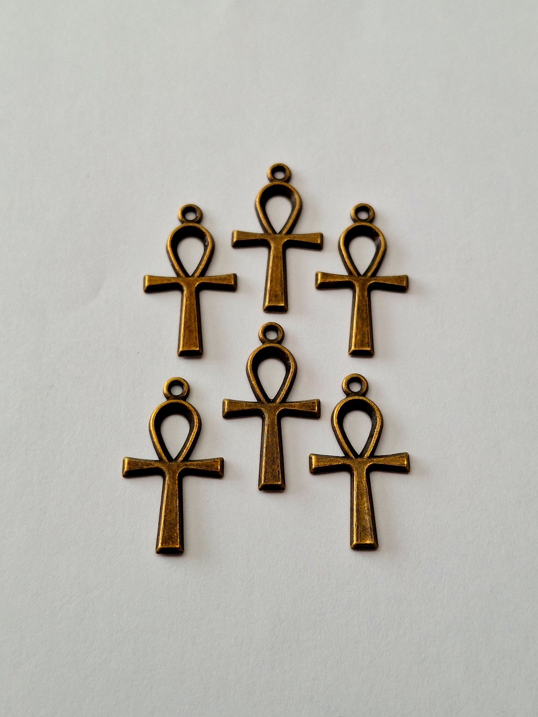 Package of 6 Bronze Ankh Charms, Jewelry Making Supplies, Pendants ...