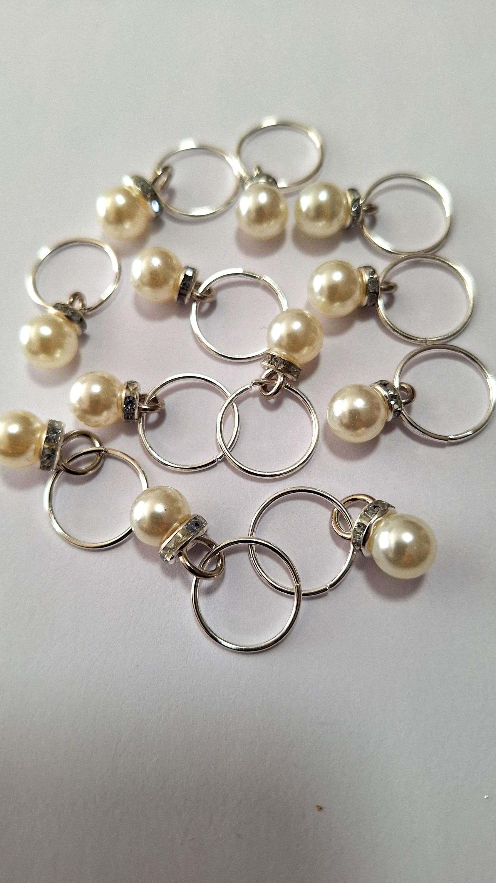 Set of 12 Rhinestone and Pearl Loc Rings, Braid Rings, Hair Jewelry ...