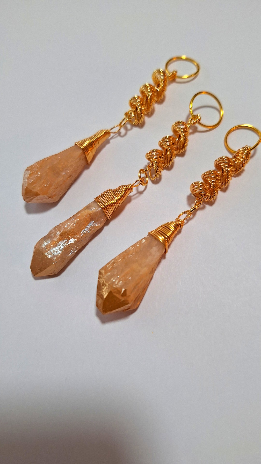 Electroplated Quartz Crystal Loc Ring, Loc Jewelry, Braid Rings, Hair ...