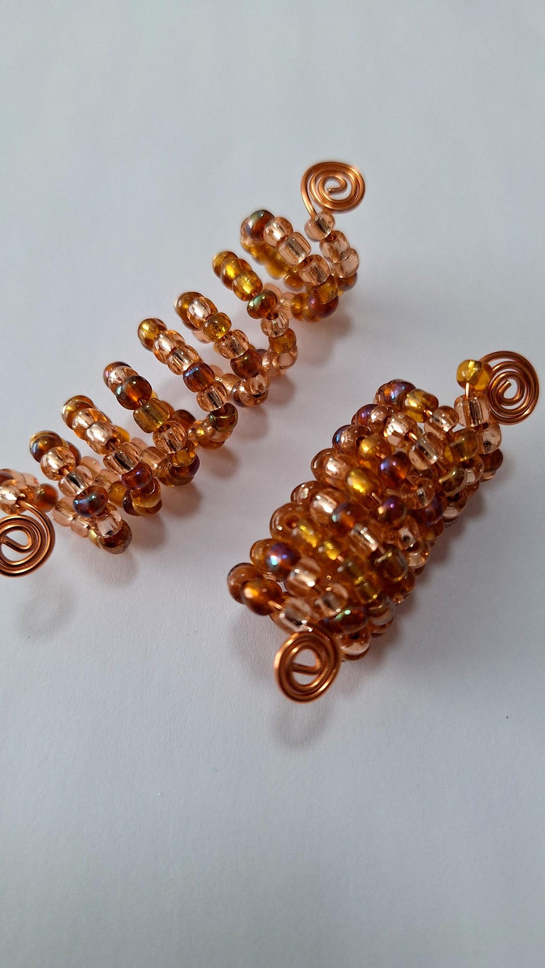 Bronze and Topaz Beaded Loc Coil, Hair Coil, Hair Accessory, Braid ...