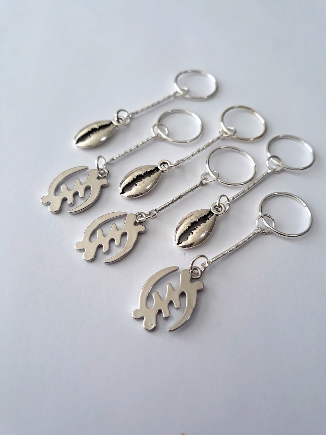 Six Piece Adinkra Symbol Loc Ring Set, Gye Nyame, Loc Jewelry, Braid ...