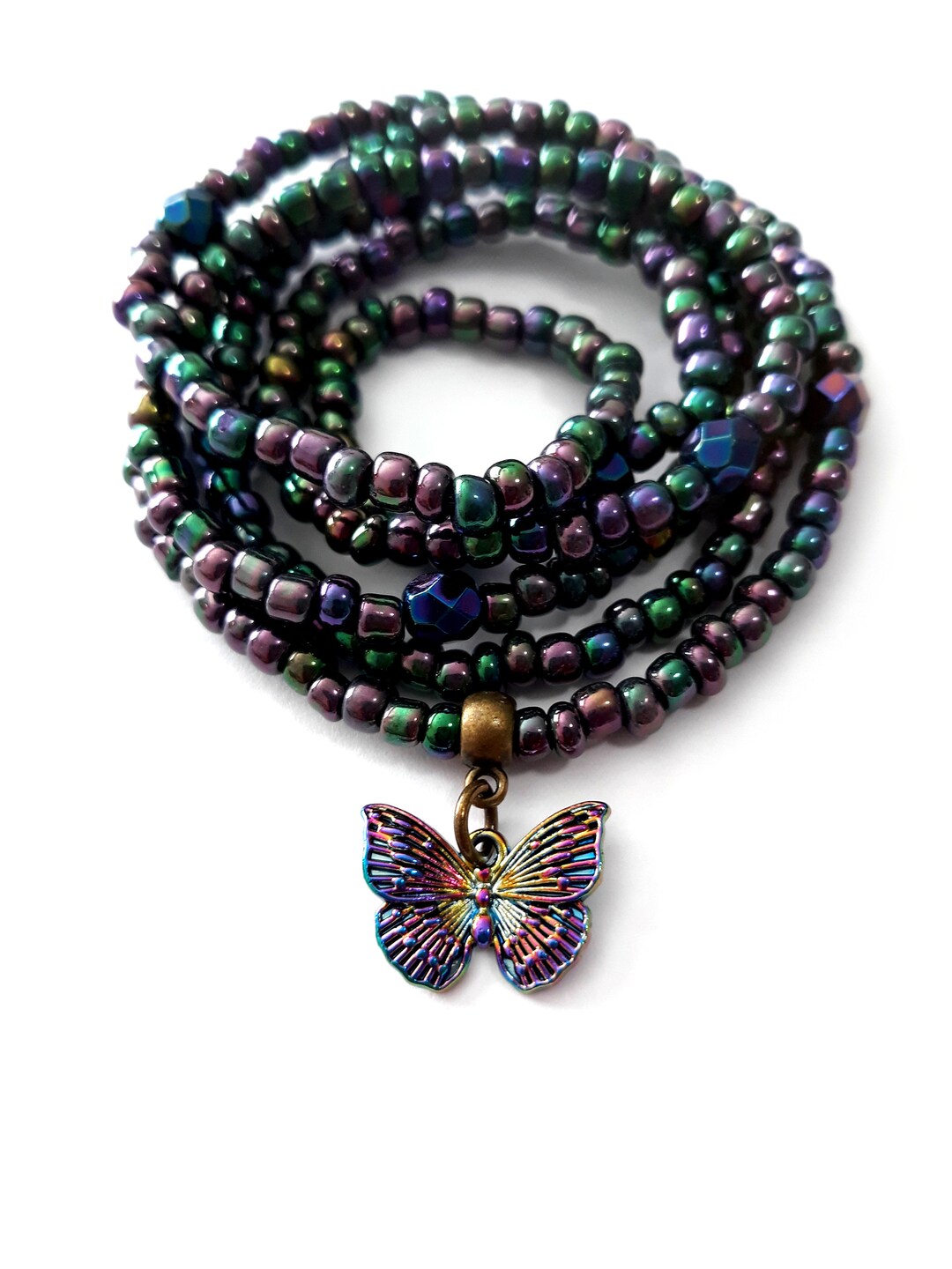 Electroplated Waist Beads With 'butterfly' Charm, Stretch, Weight Loss ...
