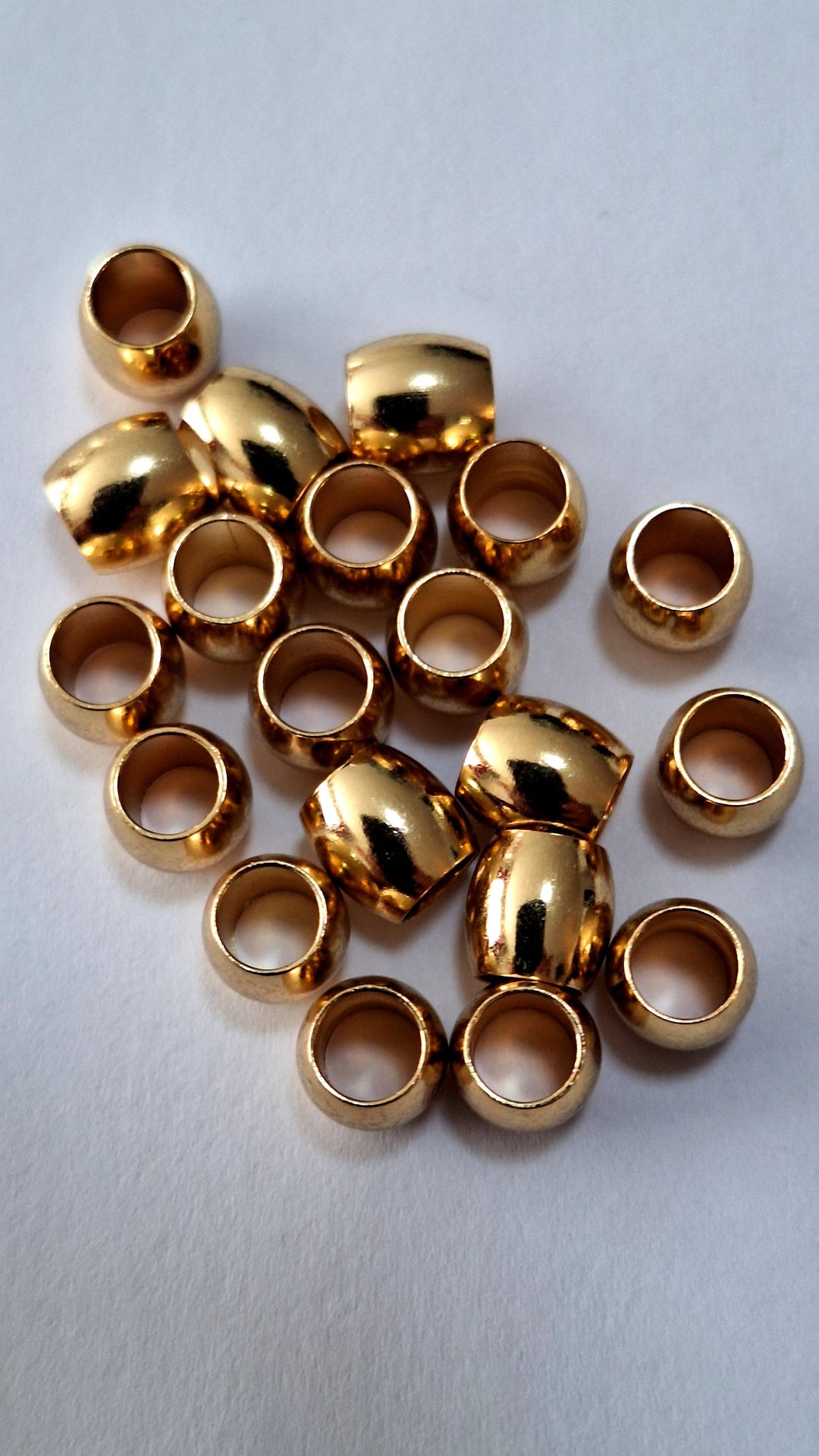 Set of 20 Brass Barrel Loc Beads, Braid Beads, Craft Beads, 4mm Holes ...