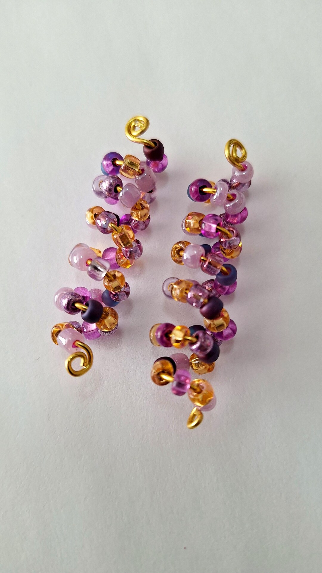 Set of 2 Purple Sister Loc Coils, Beaded Coils, 2.5 to 4mm Holes ...