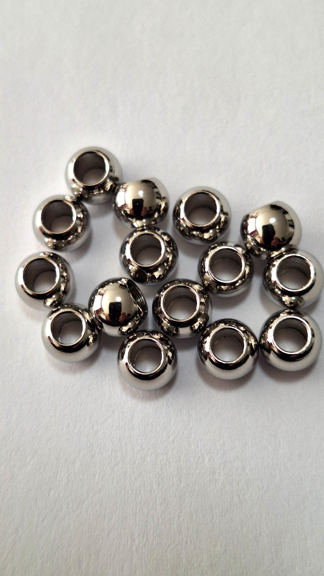 Set of 20 Stainless Steel Sister Loc Beads, 3mm Holes, Craft Beads ...