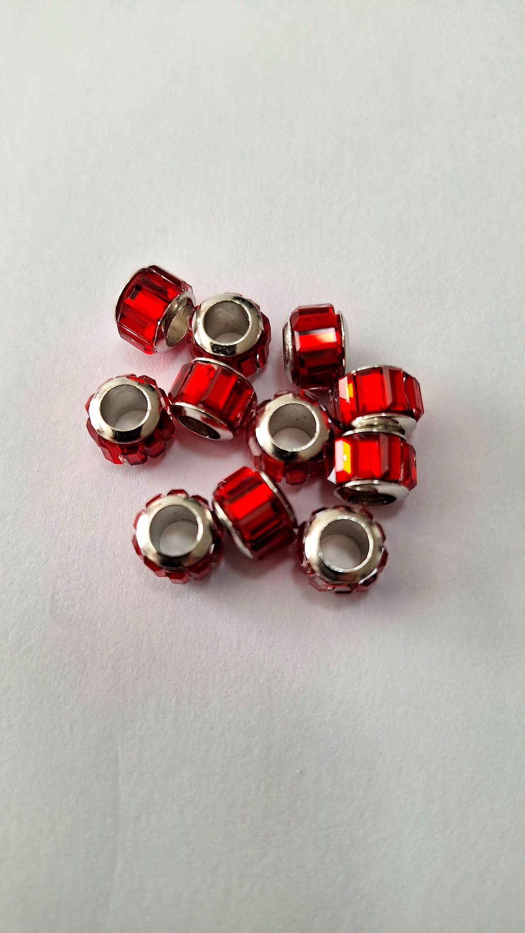 Set of 10 Red Glass Loc Beads, 4mm Holes, Loc Jewelry, Braid Beads ...