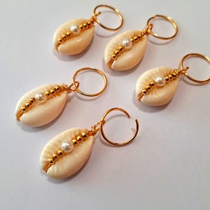 Set of 5 Cowrie Shell Loc Rings, Braid Rings, Loc Jewelry, Hair ...
