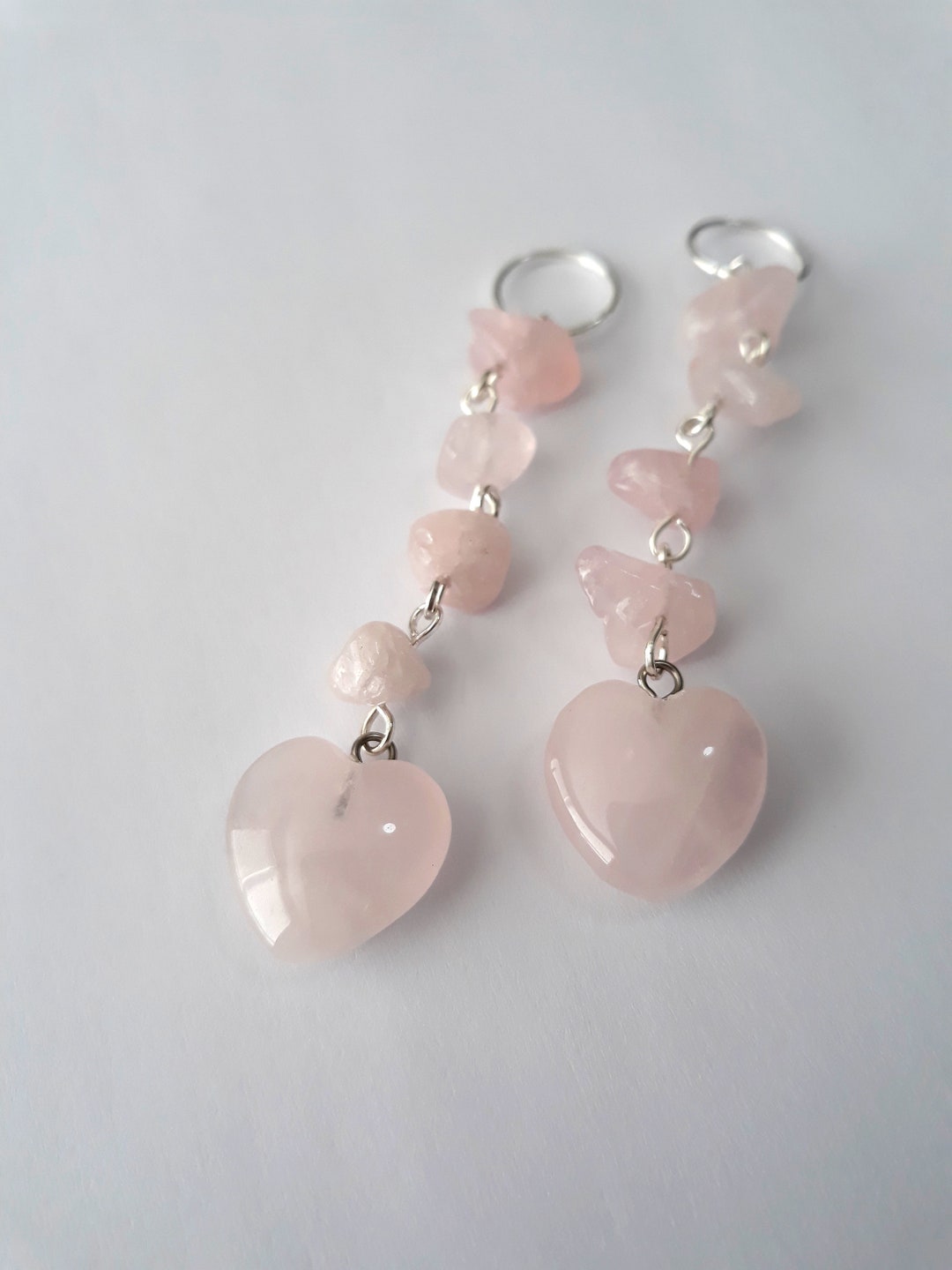 2 Piece Rose Quartz Gemstone Loc Ring Set, Loc Jewelry, Braid Rings ...