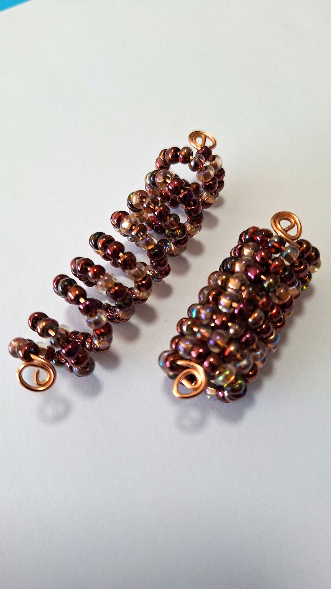 Brick and Copper Beaded Loc Coil, Braid Coil, LOC Jewelry, Hair ...