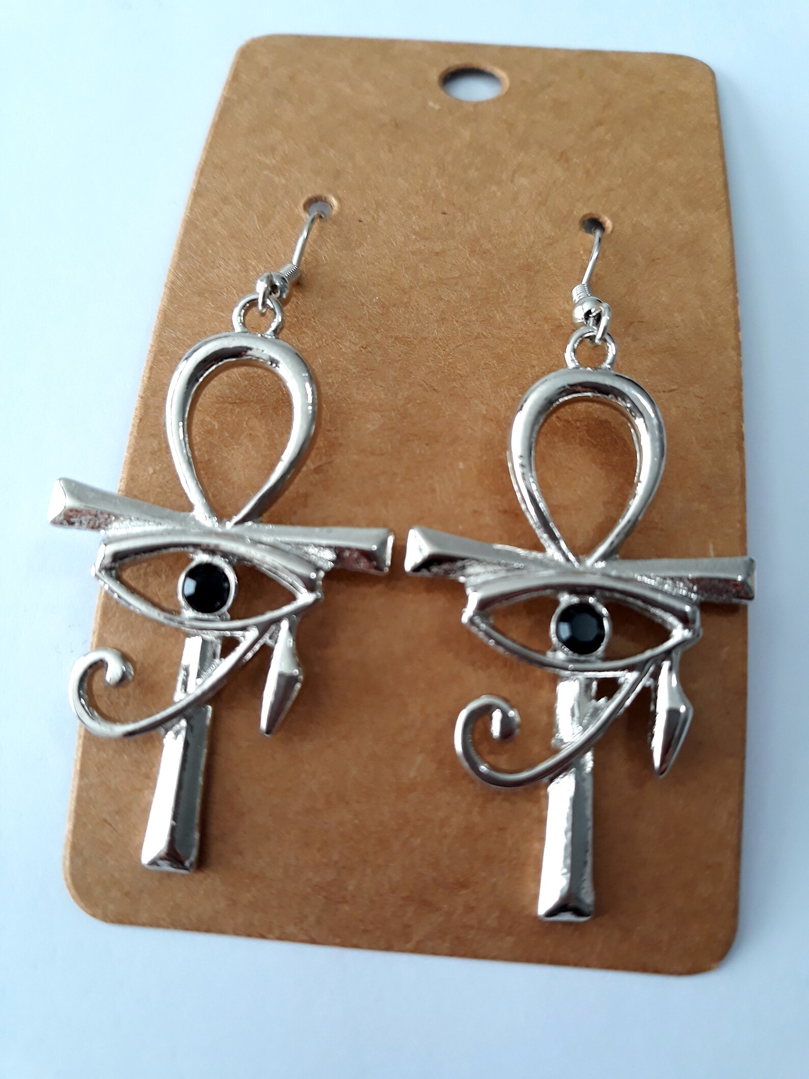 Silver Ankh and Eye of Horus Earrings, Unique Earrings, 2 1/2 Inches ...