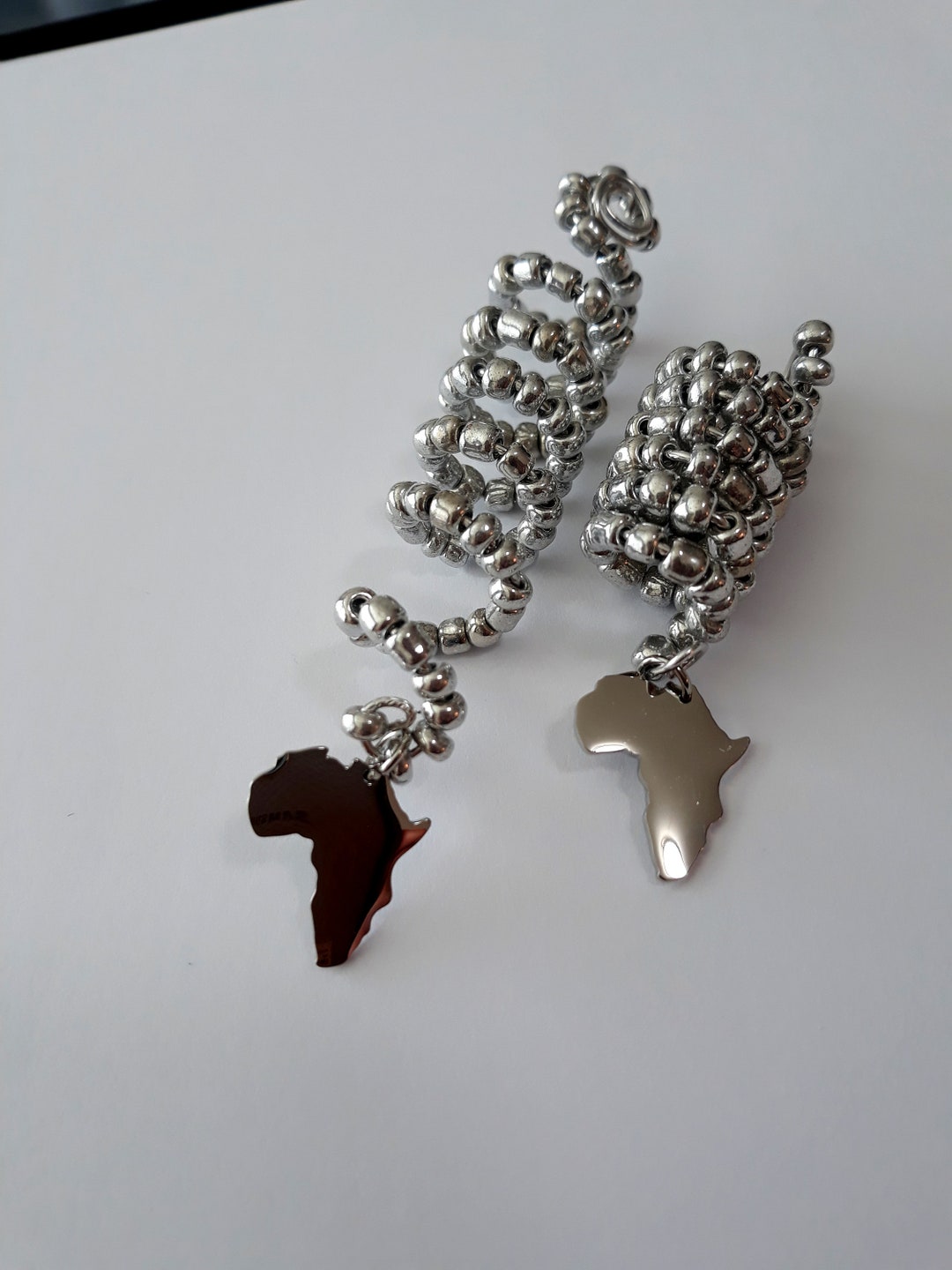 Metallic Silver Beaded Loc Coil With 'africa' Charm, Loc Jewelry, Hair ...