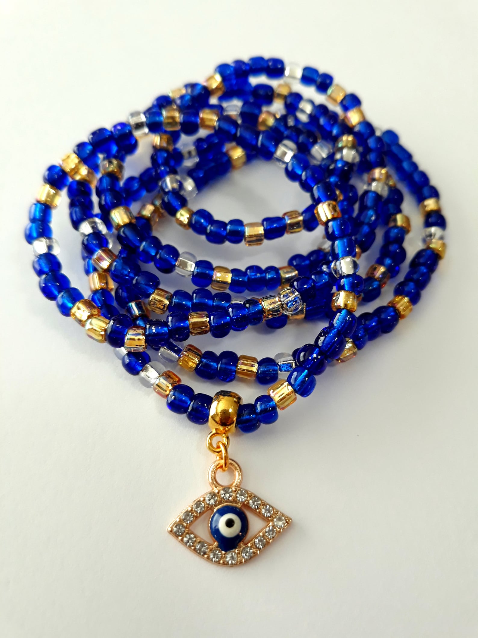 Crystal 'evil Eye' Waist Beads Stretch Protection - Etsy