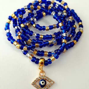 Crystal 'evil Eye' Waist Beads, Stretch, Protection Symbol, Weight Loss ...