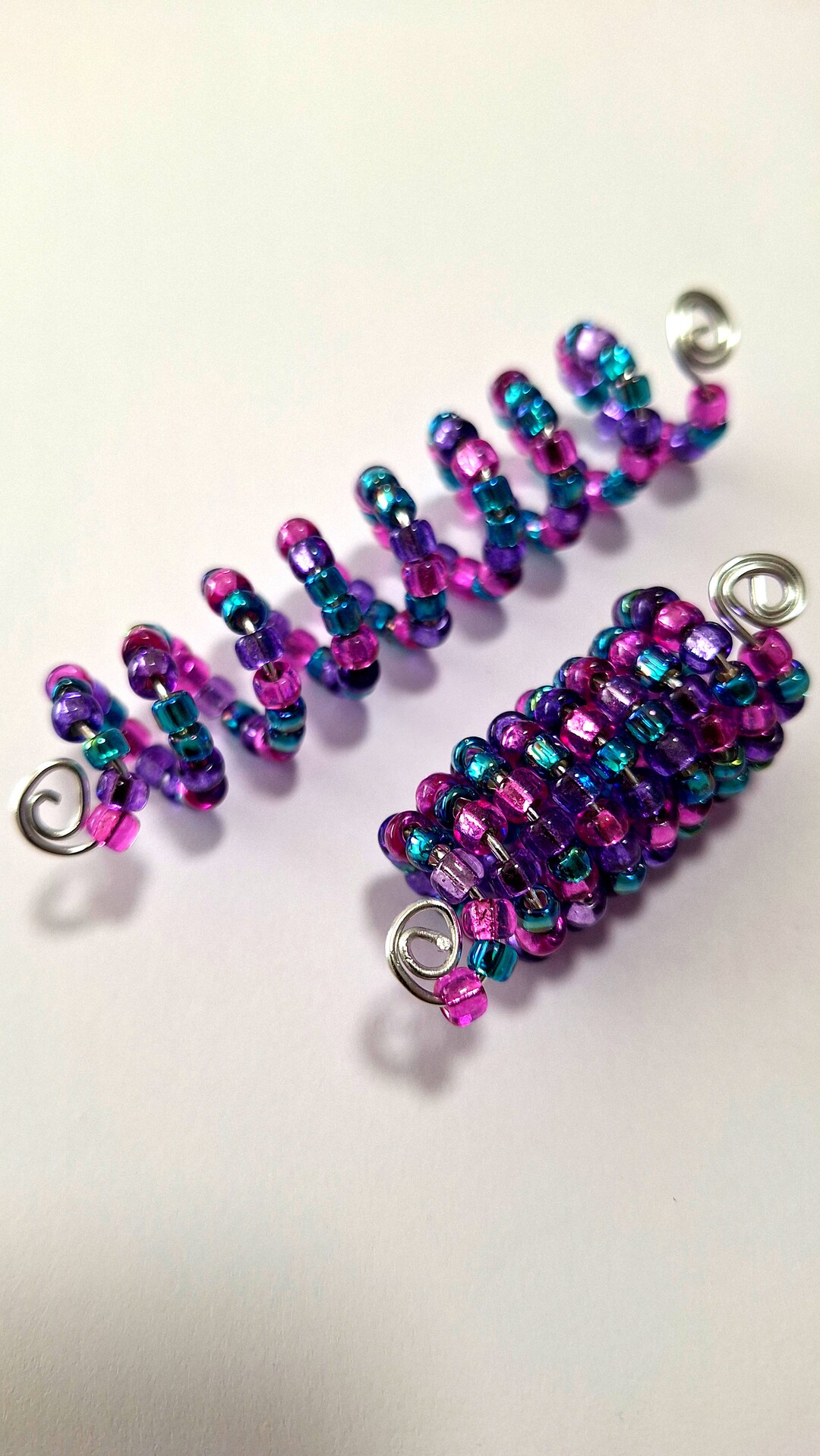 Beaded Glass Loc Coil,purple Magenta and Teal, Loc Jewelry, Braid ...