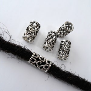 Set of 5 Silver Plated Pewter Loc Beads, 6mm, Loc Jewelry, Braid Beads ...